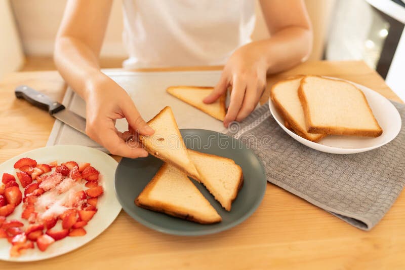 Top View, Fried Toast Sliced into Triangles Stock Photo - Image of ...