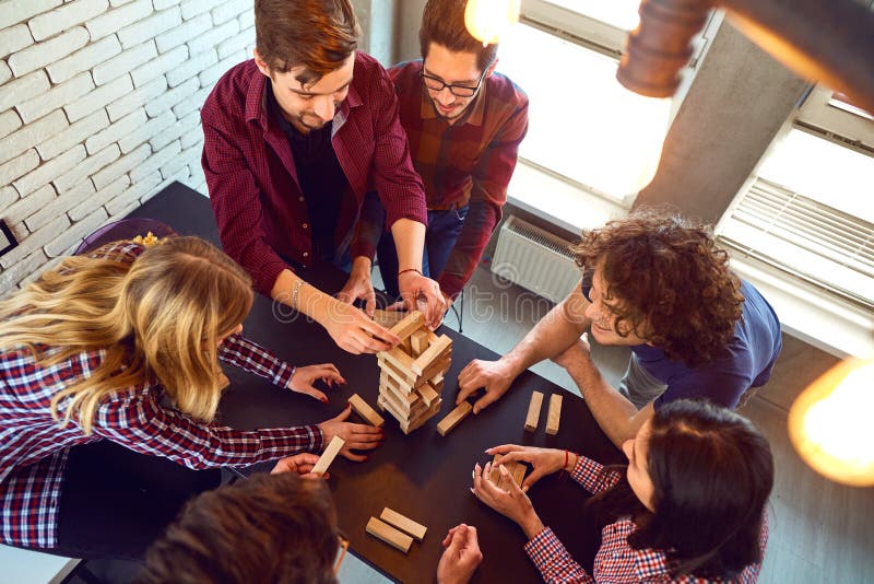 Top View Friends Play Indoor Board Games Stock Image - Image of ...