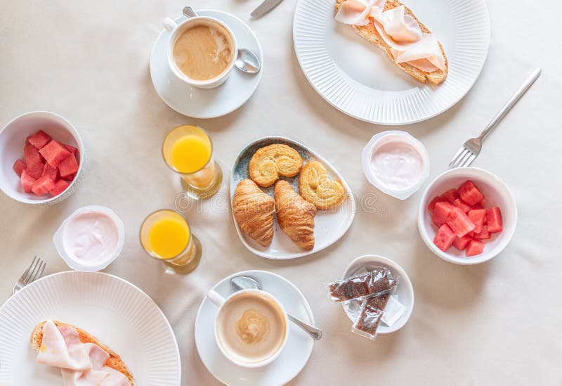 Top View of a Full Breakfast at a Table. Stock Photo - Image of brunch ...
