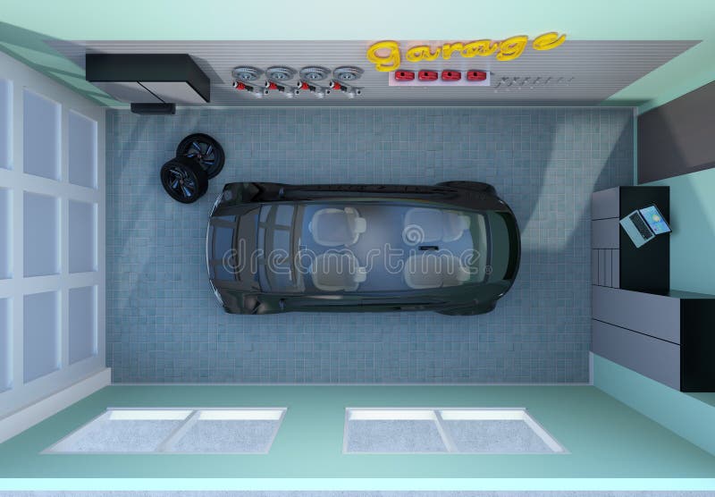 Top View of Garage Interior Stock Illustration - Illustration of ...