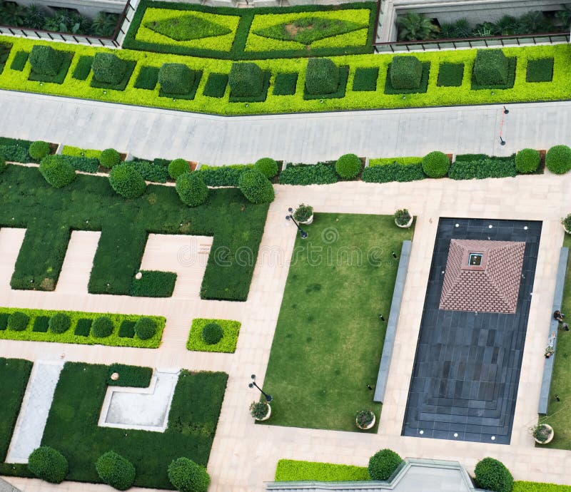 Top view of garden stock image. Image of path, pathway - 22635479