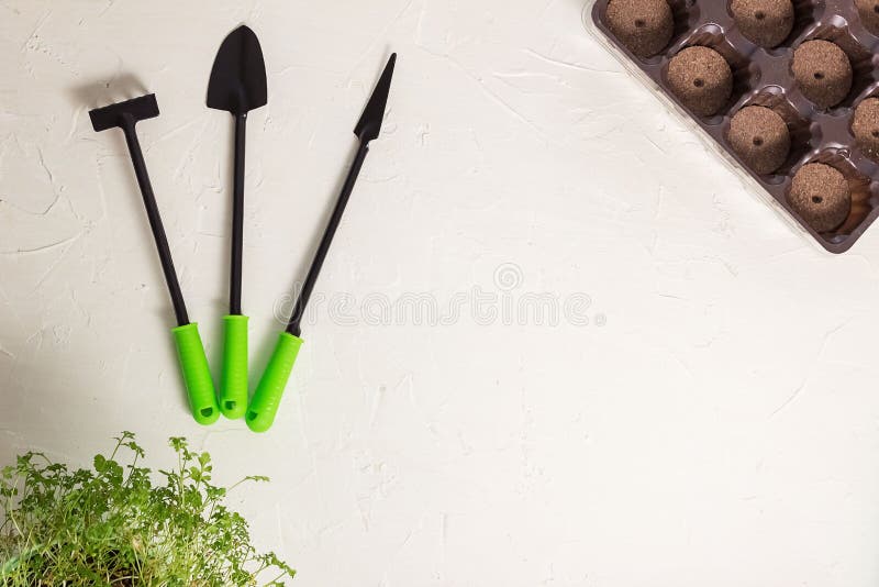 Top View of Garden Objects and Land. Preparing for the Spring-summer ...