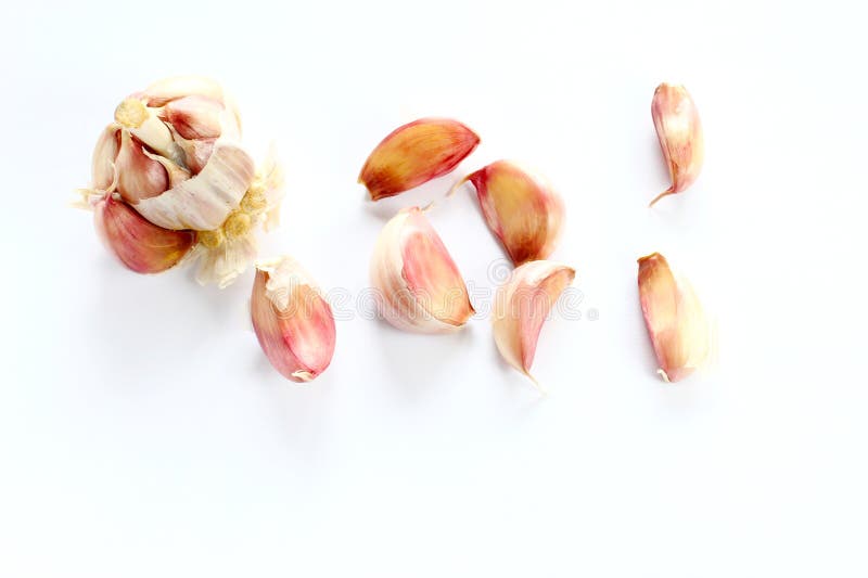 Top View of Garlic Bulbs on the White Background. Brazilian Spices ...