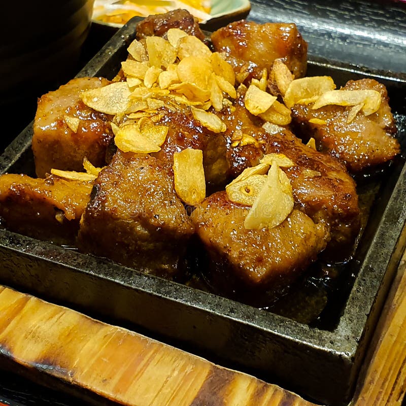 Saikoro Steak and Stir-fried Mixed Vegetable with Soy Sauce. Garlic ...