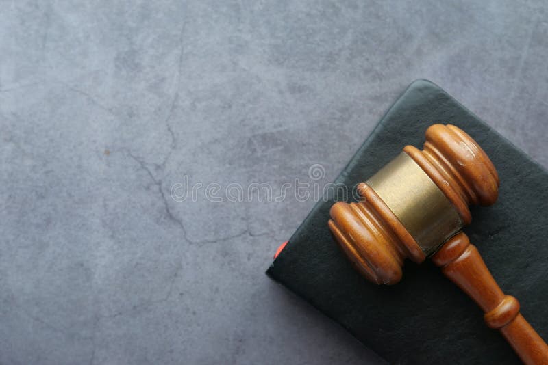 Top View of Gavel on a Book on Table Stock Image - Image of gavel ...