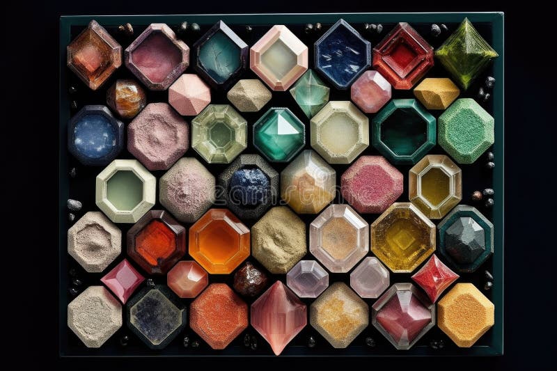 Top View of Gemstones Organized in a Geometric Shape Stock Illustration ...