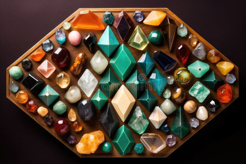 Top View of Gemstones Organized in a Geometric Shape Stock Illustration ...