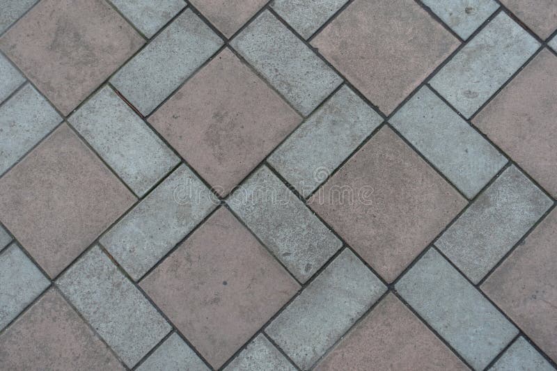 Top View of Geometric Pavement Made of Grey and Brown Tiles Stock Image ...