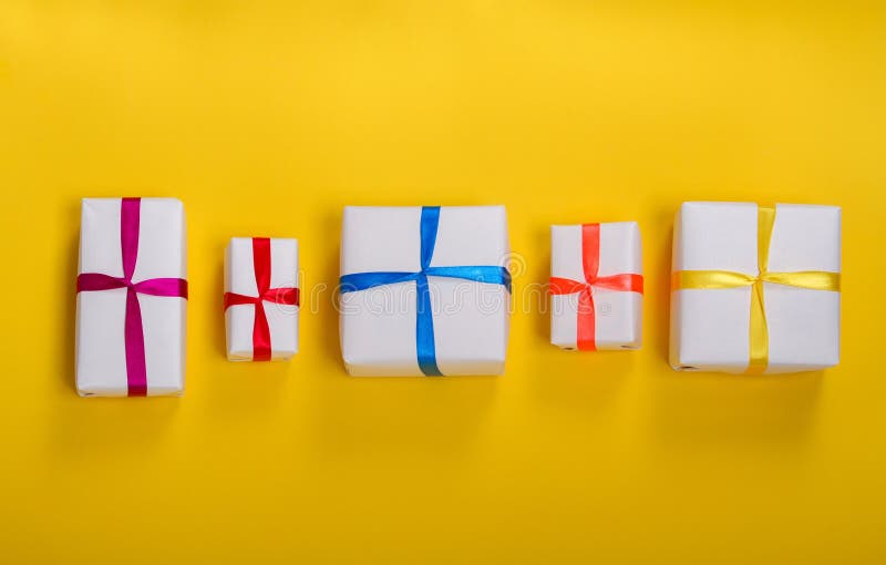 Packed gifts in a row stock image. Image of merry, green - 102923871