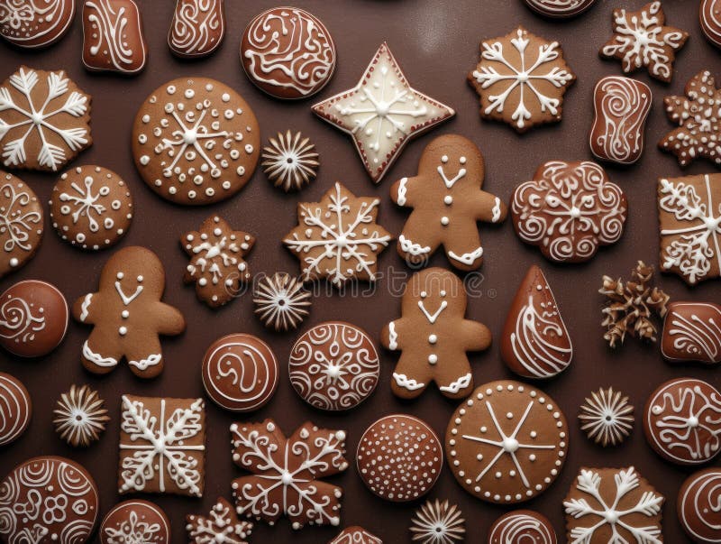Top View on Gingerbread Cookies Background Pattern Texture Stock Image ...