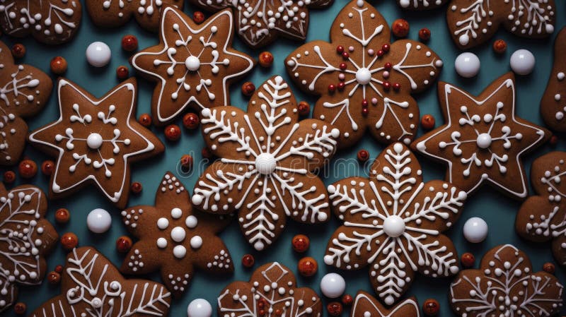 Top View on Gingerbread Cookies Background Pattern Texture Stock Image - Image of decoration ...