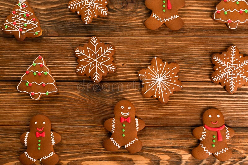 Top View of Gingerbread Cookies on Stock Photo - Image of sweet, season ...