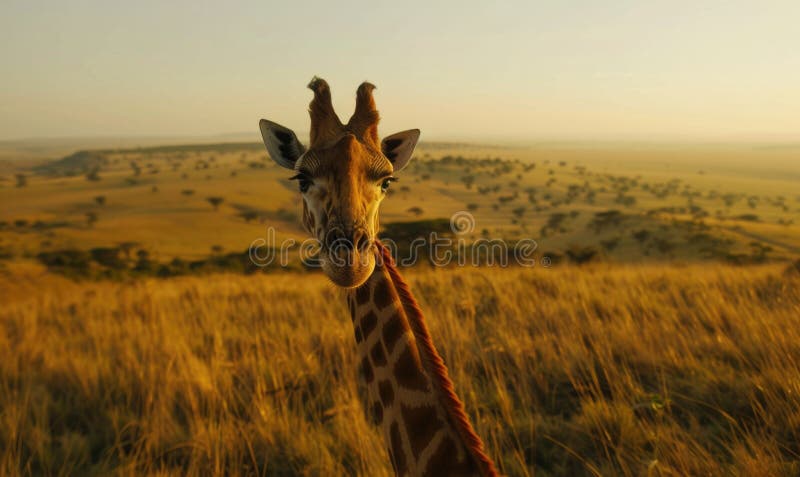 Top View of a Giraffe Looking Towards the Horizon Stock Illustration ...