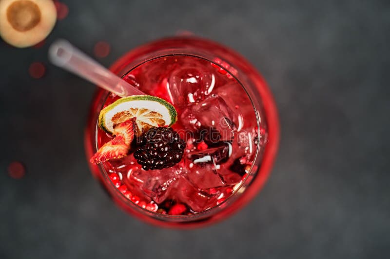 Top View of a Glass of Cocktail in a Bar Stock Image - Image of ...