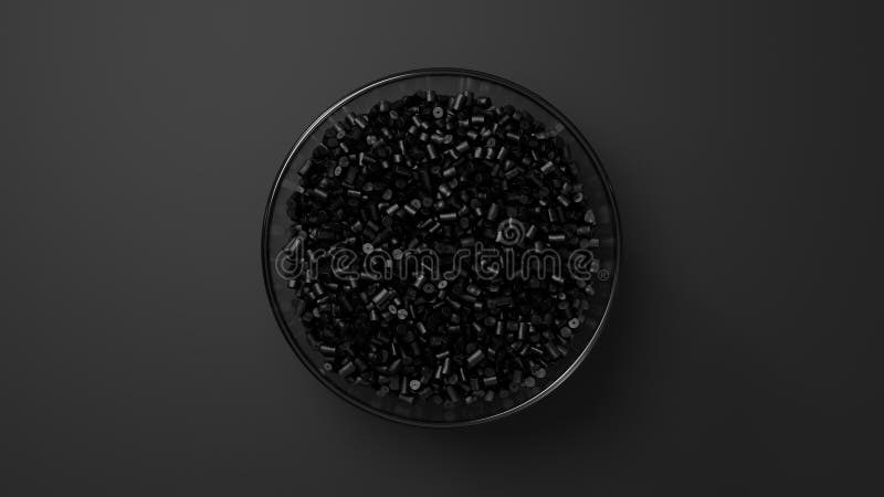 Top View on Glass Cup with Black Plastic Polypropylene Granules ...