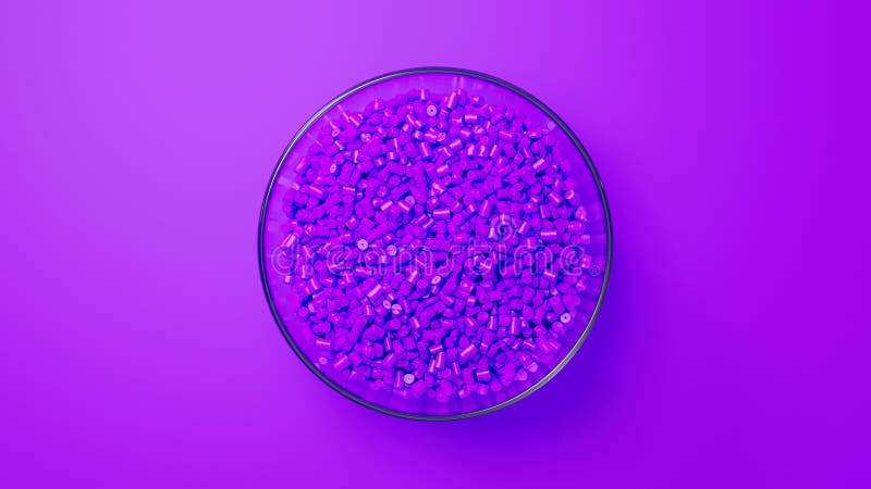 Top View on Glass Cup with Violet Plastic Polypropylene Granules ...