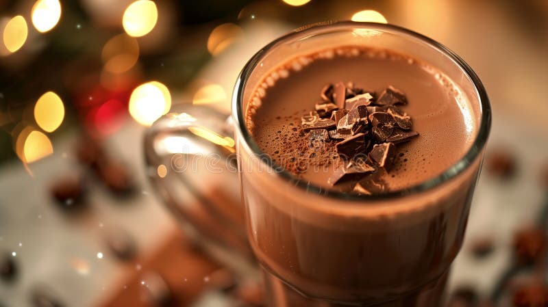 Top View of a Glass Glass with Hot Cocoa and Chocolate Pieces ...