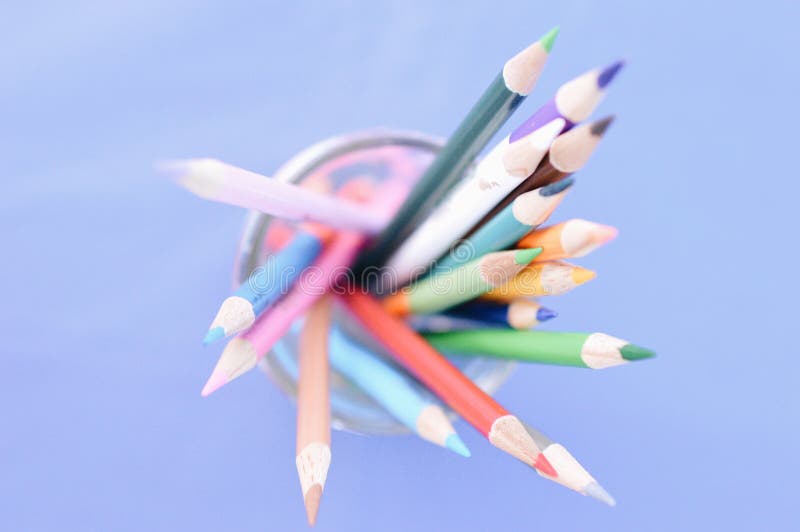 Top View of a Glass Jar with Colored Wood Pencils Stock Image - Image ...