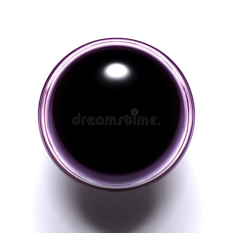 Top View of a Glossy Black Sphere within a Clear Container, Set Against ...