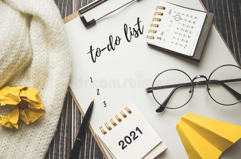 Top View, Goals and Plans for the New Year 2021, To-do List in Notebook ...