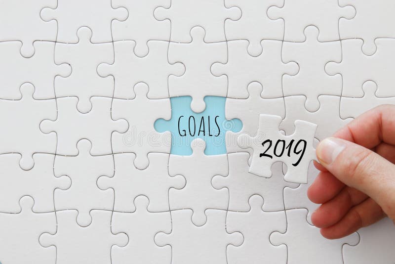 Top View 2019 Goals Written Over Puzzle Pieces. Stock Image - Image of ...