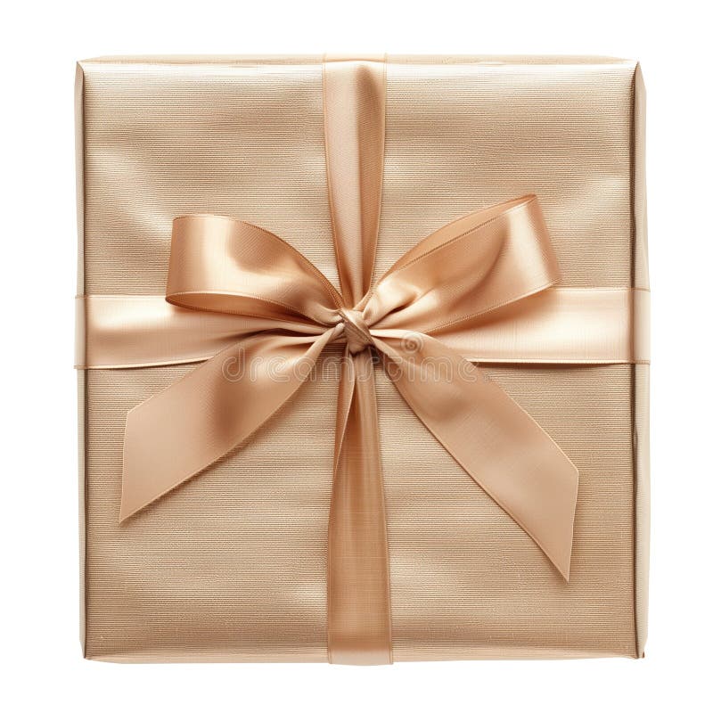 Top View of Gold Wrapped Gift with Ribbon and Bow Stock Illustration ...