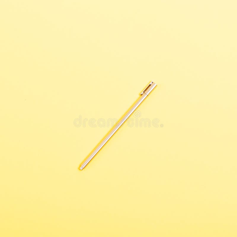 Top View Golden Ballpoint Pen Stock Photo - Image of message, diary ...