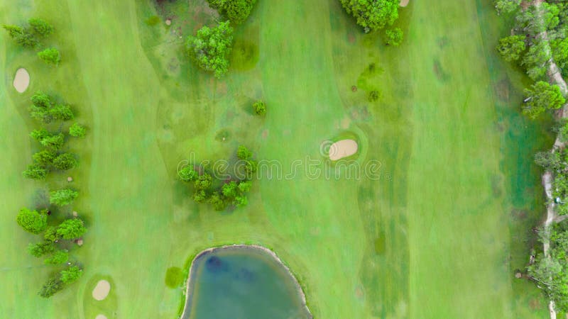 Top View of Golf Course with Pond and Bunkers. Scenic Panoramic View of ...