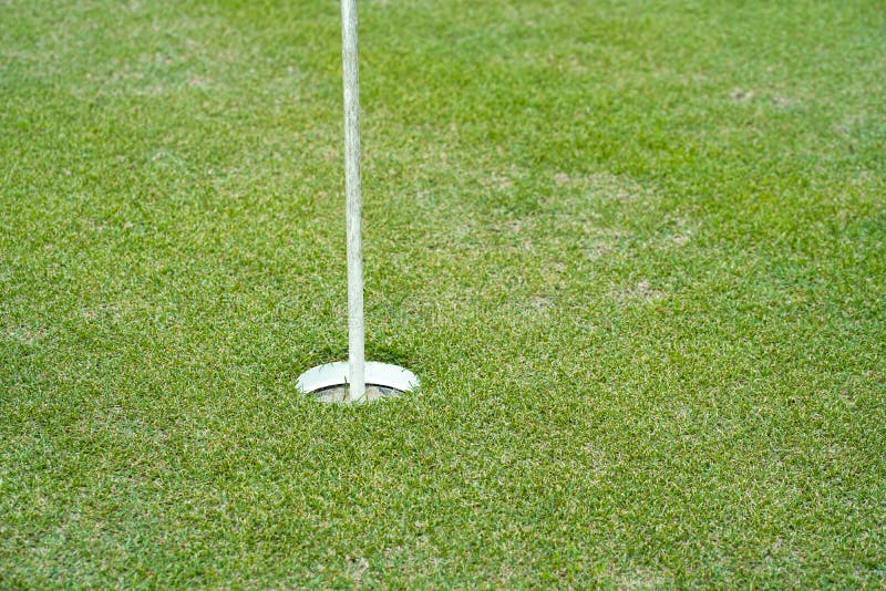 Top View of a Golf Course Putting Green with Flag at Hole Stock Photo ...