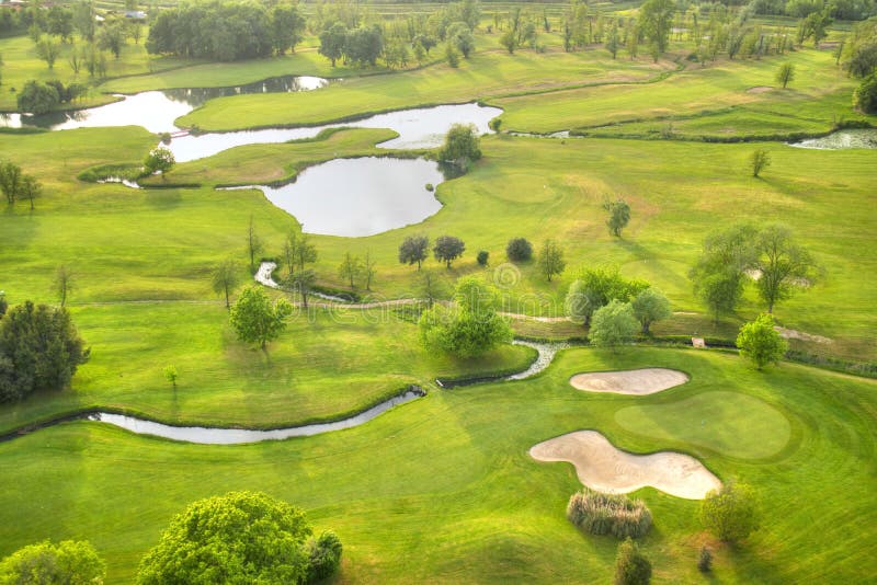 Top view of a golf course stock photo. Image of park - 115778882