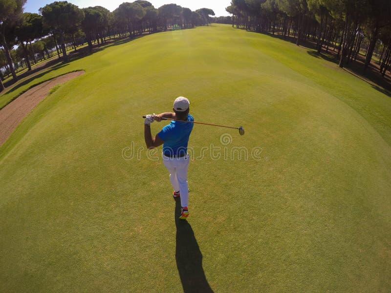 Top View of Golf Player Hitting Shot Stock Image - Image of african ...