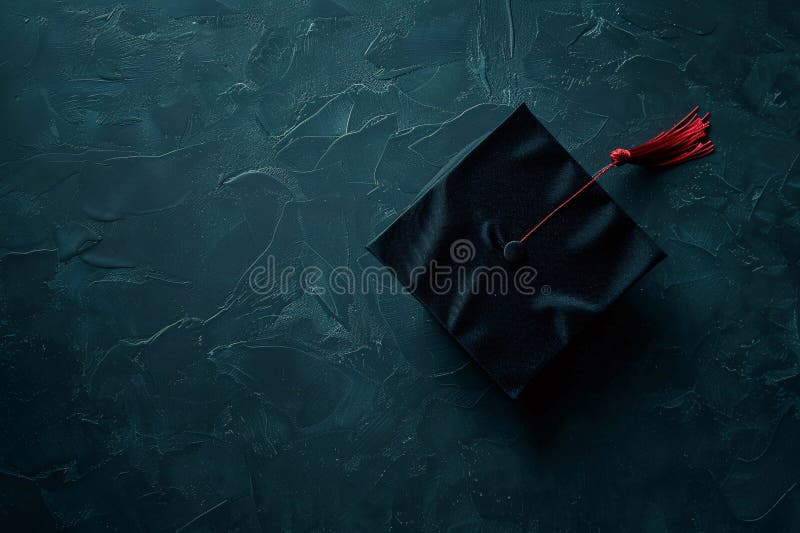 Top View of Graduation Cap on Dark Background Stock Illustration ...