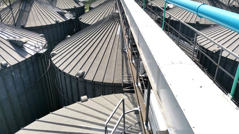 Top View of a Grain Silo Made of Galvanized Steel Stock Image - Image ...