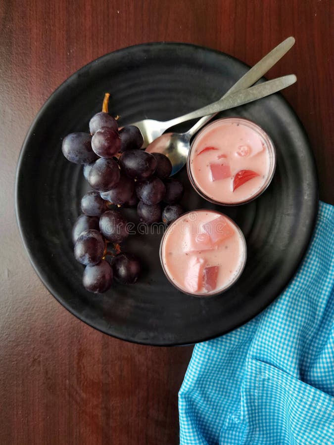Fruit sago in plate stock image. Image of napkin, meat - 229947635