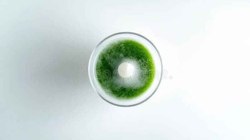 Top View of Green Algae Chlorella and White Capsule in Water Stock ...