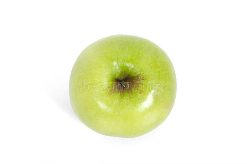 Top View Of A Green Apple On White Background Stock Image - Image of ...