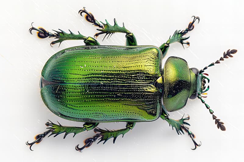 Top View of Green Beetle Isolated on White Background, High Resolution ...