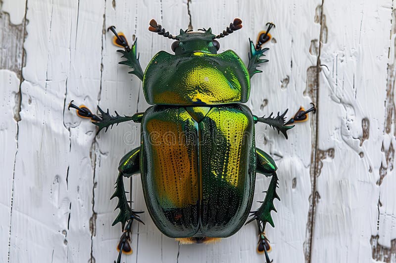 Top View of Green Beetle Isolated on White Background, High Resolution ...
