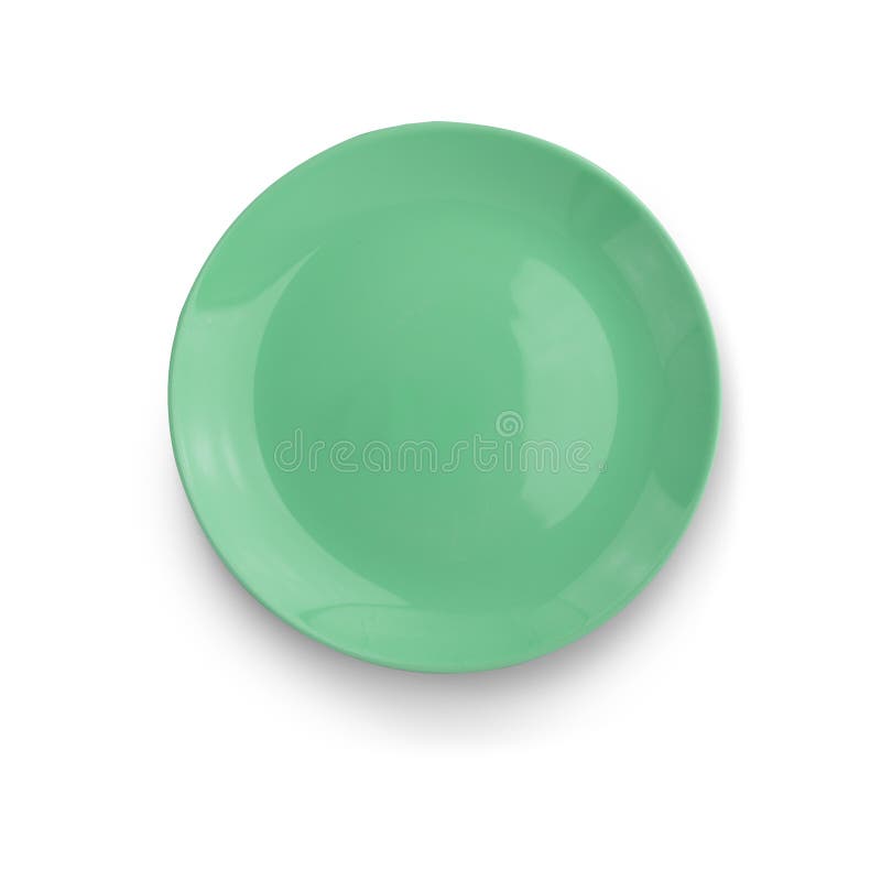 Top View of Green Empty Plate on Isolated, White Background, with a ...