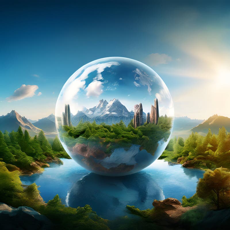Globe at Forest, Green Forest Tree and Globe, Healthy Environment ...