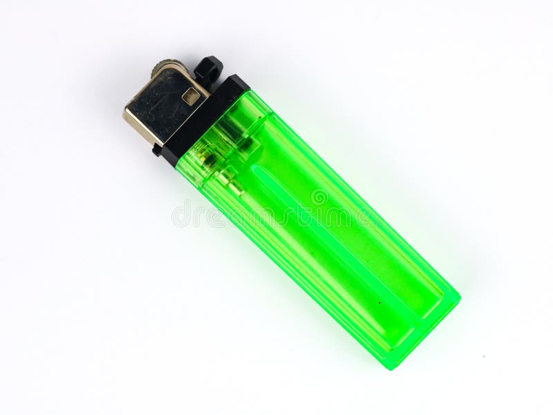 Top View a Green Lighter Isolated on White Stock Image - Image of flame ...