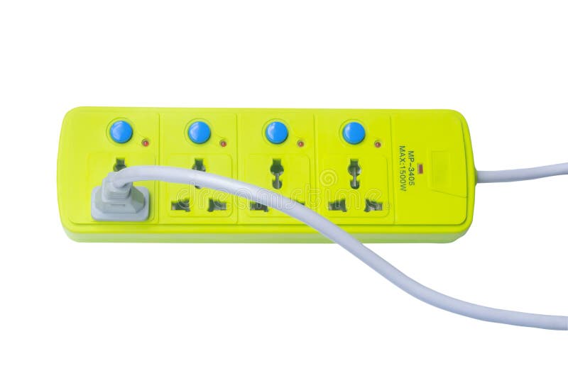 Top View of Green Socket and White Electric Power Plug with Line ...