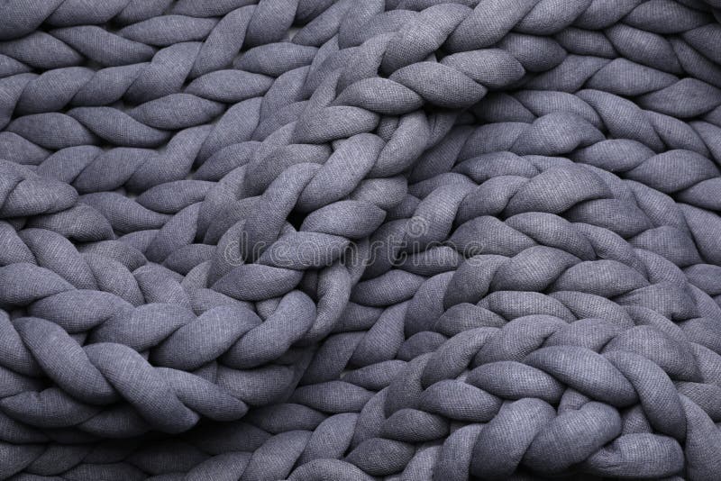 Top View of Grey Chunky Knit Blanket As Background Stock Image - Image ...