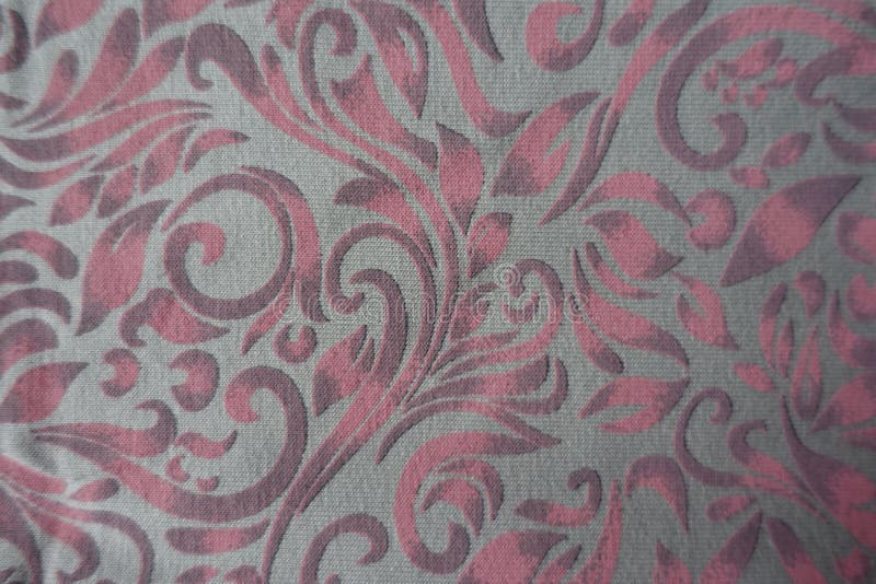 Top View of Grey Cotton with Pink Scroll Pattern Stock Image - Image of ...