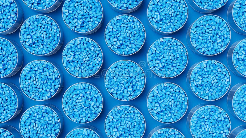 Top View on Grid of Glasses Filled with Blue Plastic Polypropylene ...
