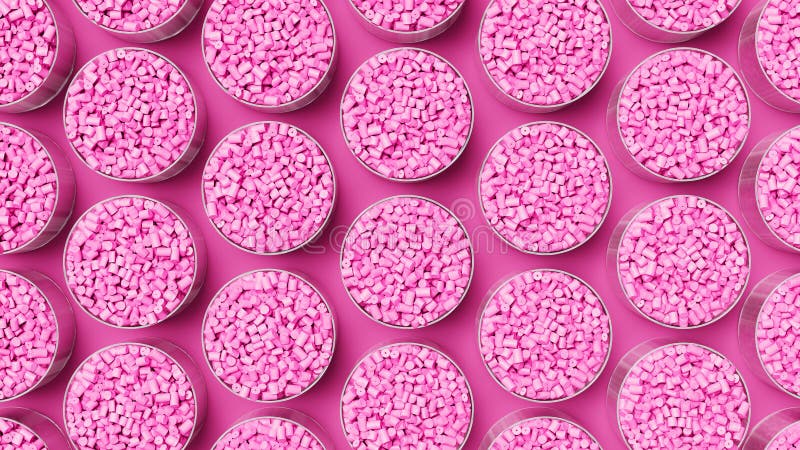 Top View on Grid of Glasses Filled with Pink Plastic Polypropylene ...