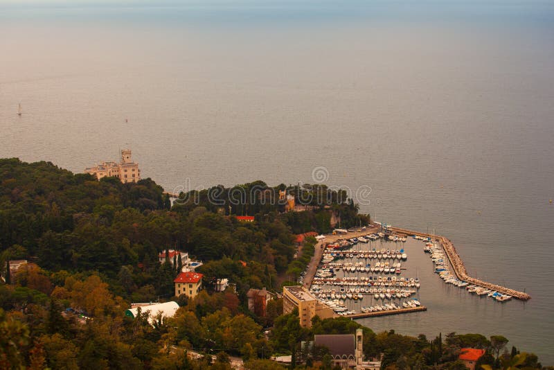 Top view of Grignano dock stock image. Image of dock - 173929055