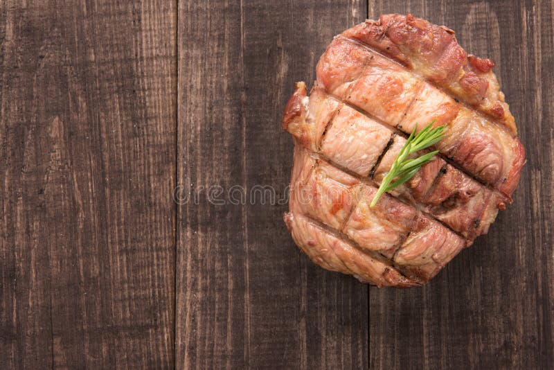 Top View of Grilled Meat on Wooden Table with Copy Space Stock Image ...