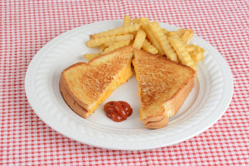 Top View Grilled Cheese Sandwich with Fries Stock Image - Image of meal ...