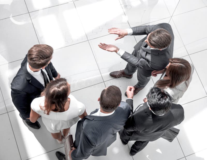Top View. a Group of Business People Discussing Problems Stock Photo ...